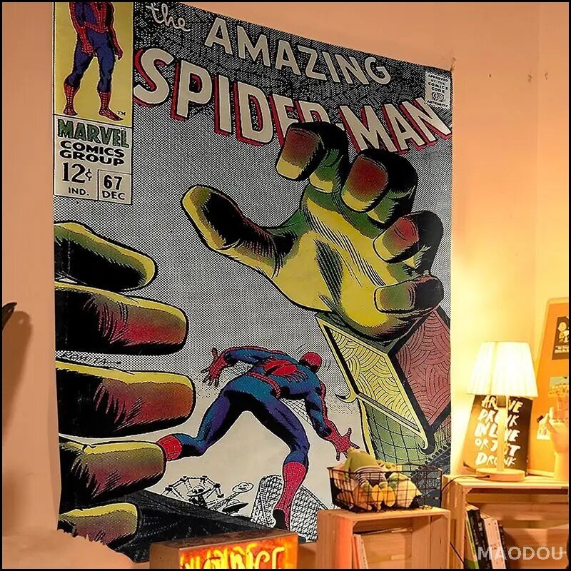 Брезентовый подвесной коврик Marvel с изображением Человека-паука, Настенный декор для детской комнаты, мультяшный Человек-паук, фоновая ткань, гобелен, домашний Настенный декор, P3, 200x150cm