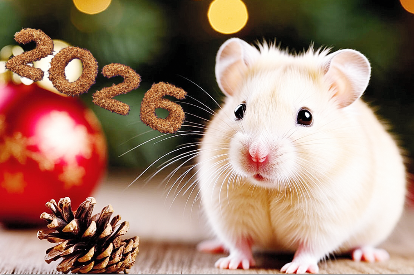 Авторский настольный календарь домик с изображением хомячков