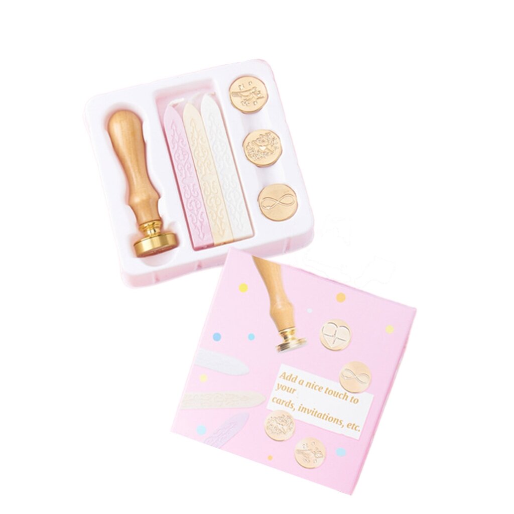 Набор печатей-штампов, включающий палочки для печати, сменную головку штампа, деревянную ручку
