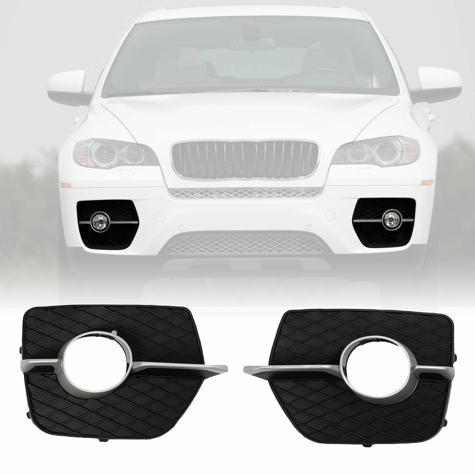 Крышка решетки противотуманных фар для BMW X6 E71/E72 2008-2014, пара слева и справа с декоративной рамкой, АБС
