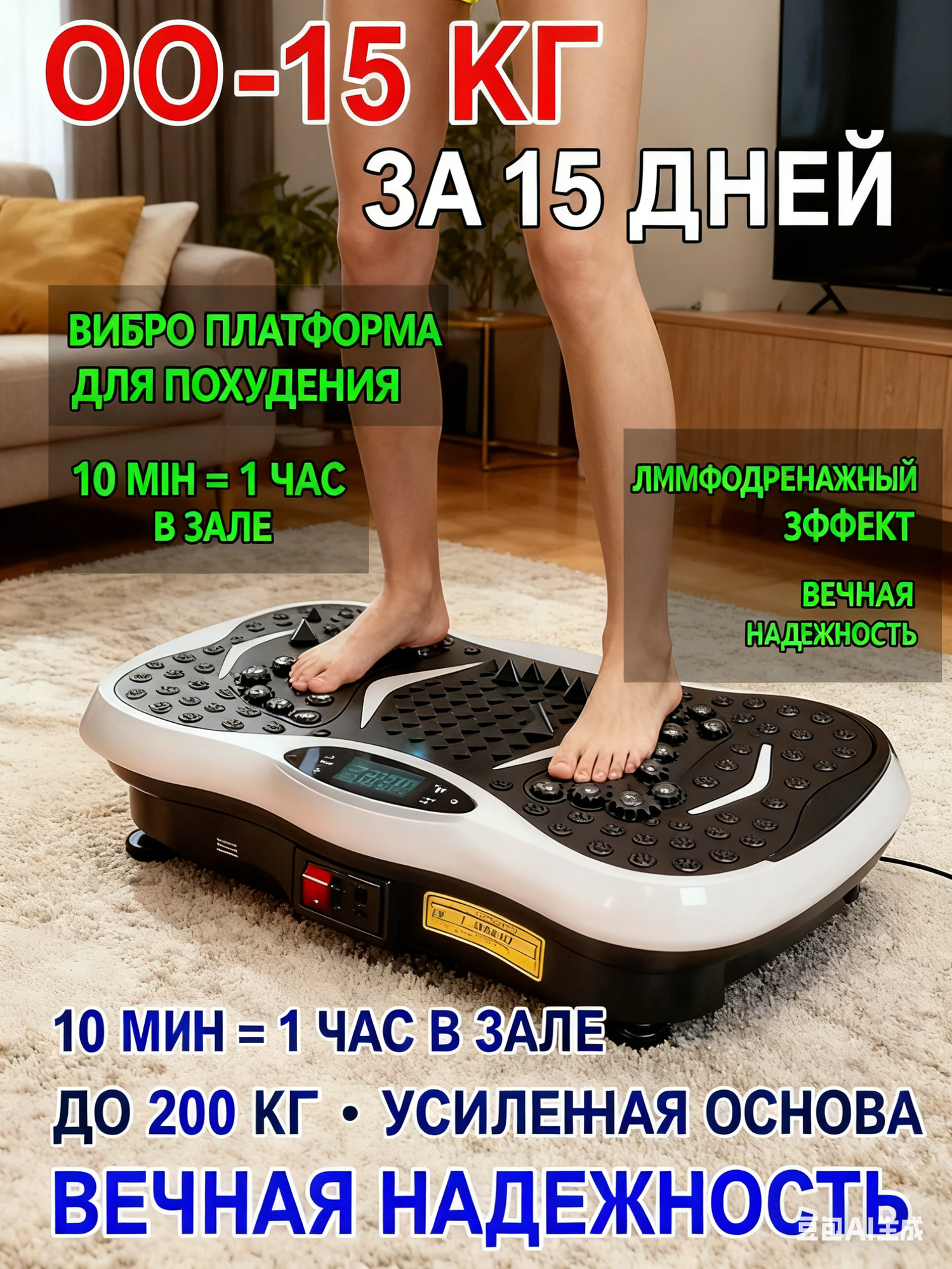 Виброплатформа, вибротренажер, кардио степпер, фитнес-платформа, спортивный тренажер для похудения с эспандерами