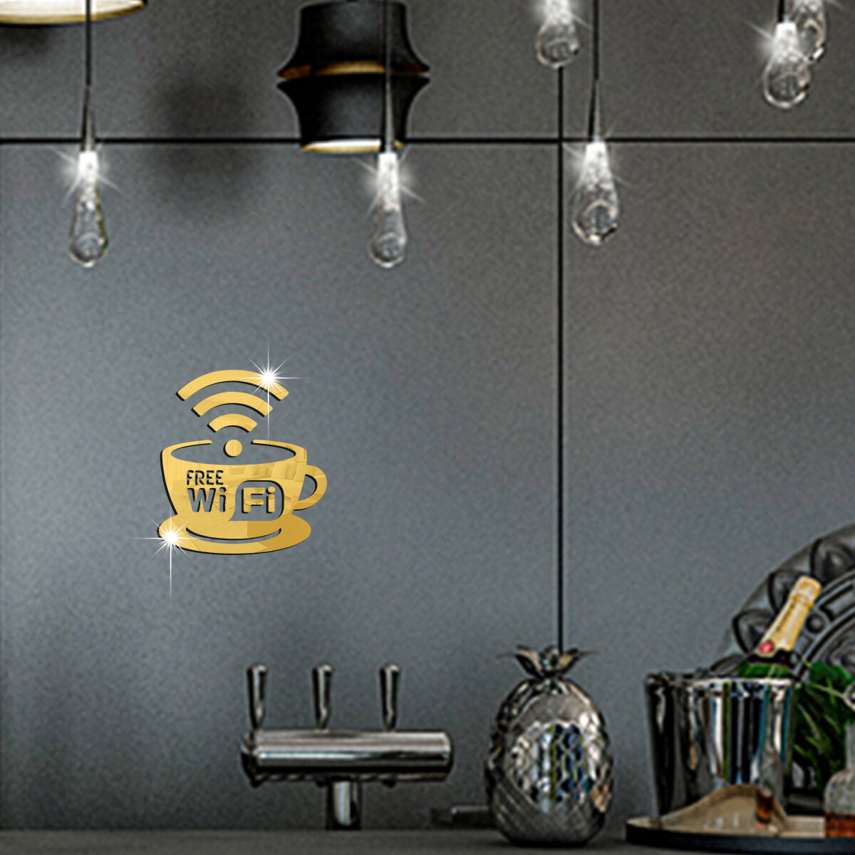 Трансграничные Amazon творческие трехмерные 1 мм акриловые зеркальные настенные наклейки Wi-Fi украшение чашки Наклейки