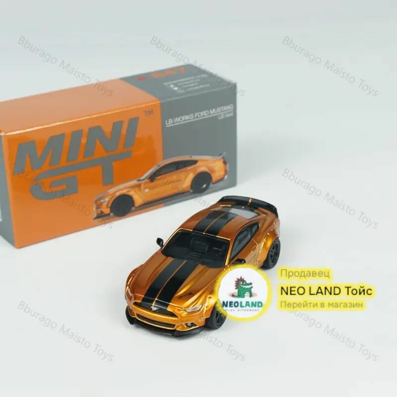 MINIGT 1:64 LB-WORKS Ford Mustang LB Gold отлитая под давлением модель гоночного автомобиля Игрушки