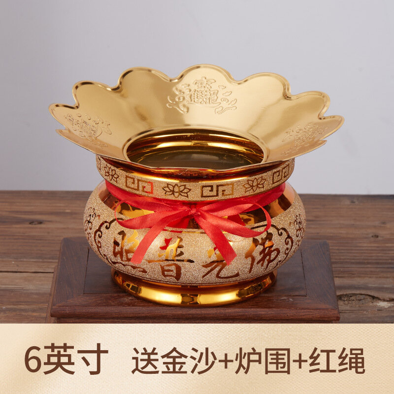 Керамическая позолоченная курильница для домашнего использования, для поклонения Гуаньинь и Богу богатства, большая курильница с Сутрой Сердца, оптом.
