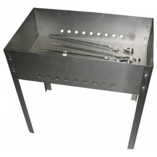 Мангал сборный 500х300х500 ТОЛ.0.5ММ+5 шампуров 370ММ бастион павлово