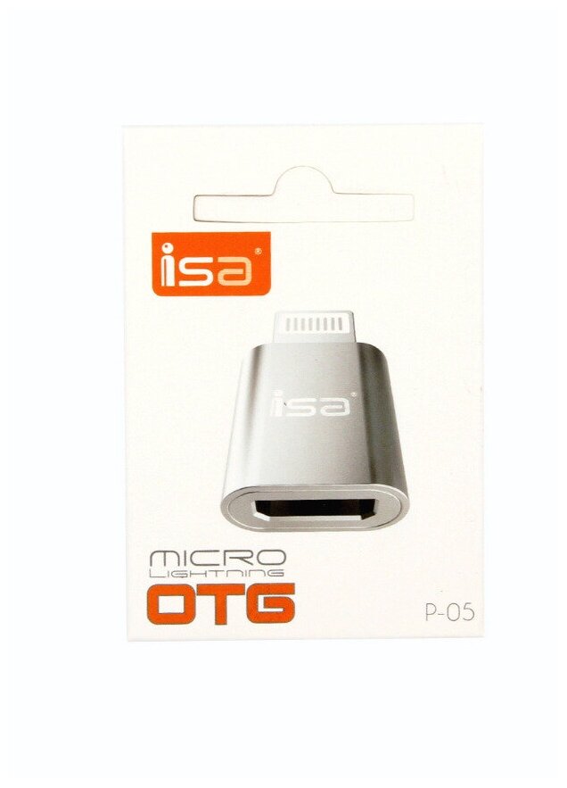 Переходник ISA P-05 Micro USB на Lightning 8 pin, серебристый