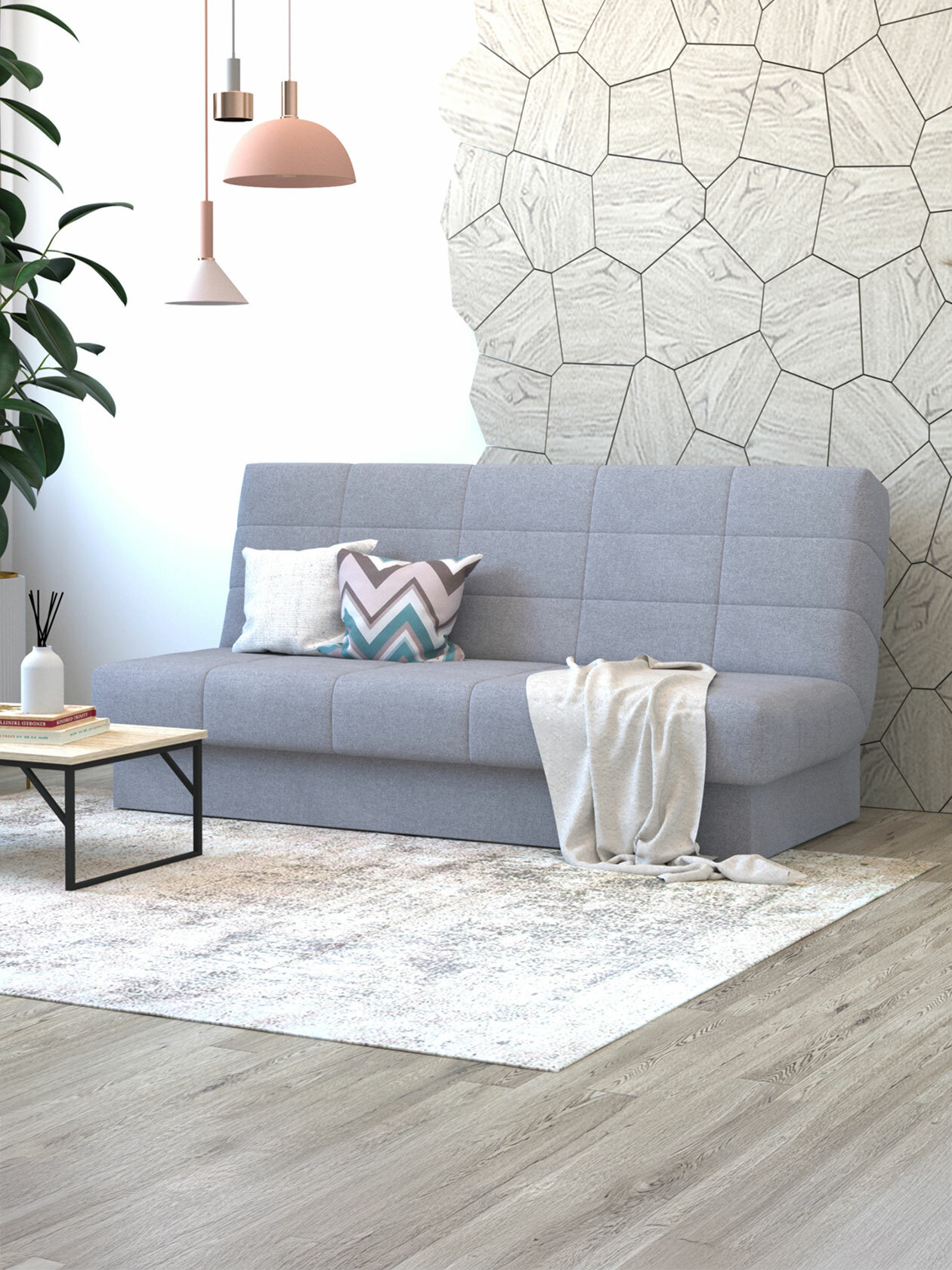 Диван кровать прямой Руана независимый пружинный блок, раскладной, клик-кляк, с ящиком для хранения, 140х190 см спальное место, Серый, рогожка