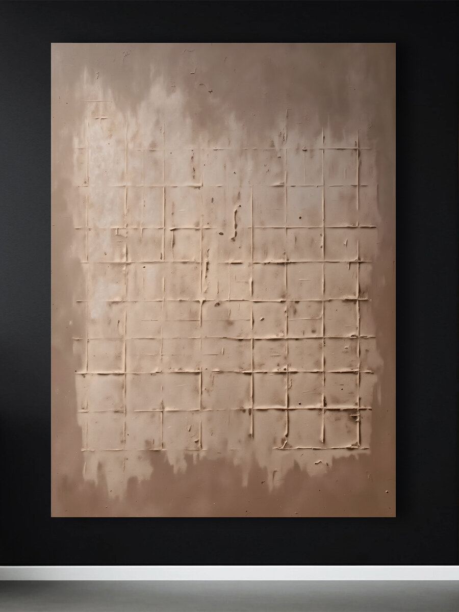 Картина на стену - "Абстрактный минимализм с эффектом 3D, бетон, штукатурка (картина плоская печать на холсте)" , 50х70 см.