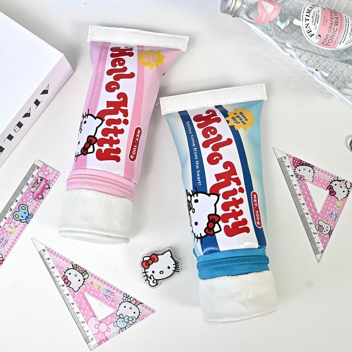 Картонный пенал Hello Kitty с дизайном зубной пасты, большой объем, забавный, для школьных принадлежностей, универсальная подставка для ручек