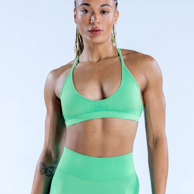 Спортивный бюстгальтер Ignite с перекрестной спинкой, женский бюстгальтер для йоги, топ с завязками на шее, укороченный топ для спортзала, беговой топ, бесшовный спортивный бюстгальтер с подкладкой для фитнеса и йоги. размер,44/M