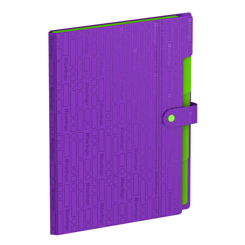 Папка 5 отделений Berlingo "Your Way", А4, 600мкм, на кнопке, фиолетовая, 376275