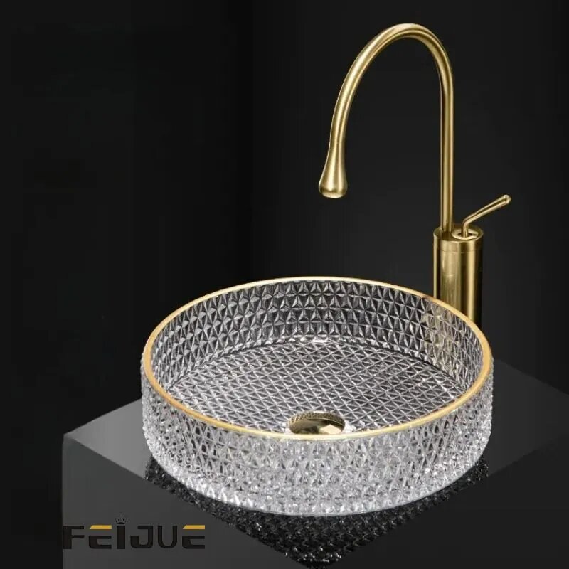 Раковина для ванной накладная, на столешницу, под тумбу, круглая, 39.5 см, Стеклянная