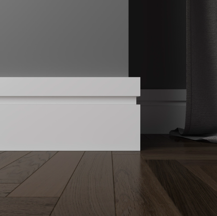 Плинтус напольный 18x100 мм белый ударопрочный полистирол полиуретановый под покраску 1 метр