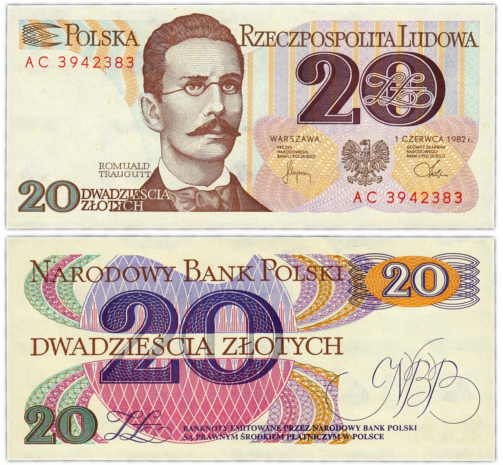 Польша 20 злотых 1982 год Pick 149a2