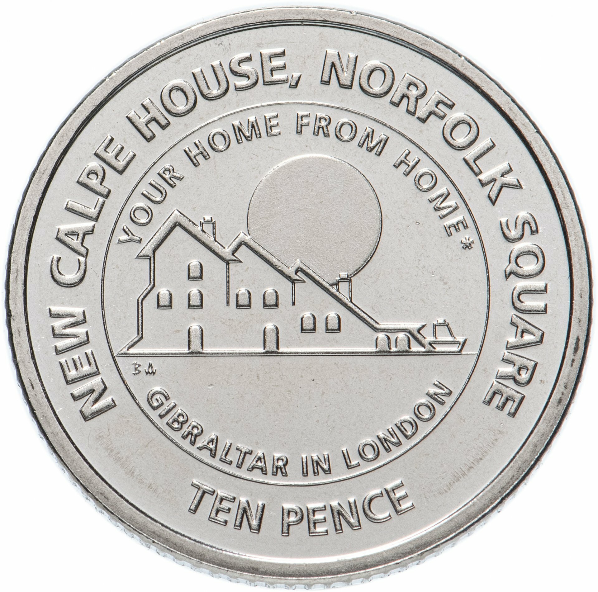 Гибралтар 10 пенсов pence 2018 "Новый Calpe House", Мельхиор медь-никель, в сохранности UNC