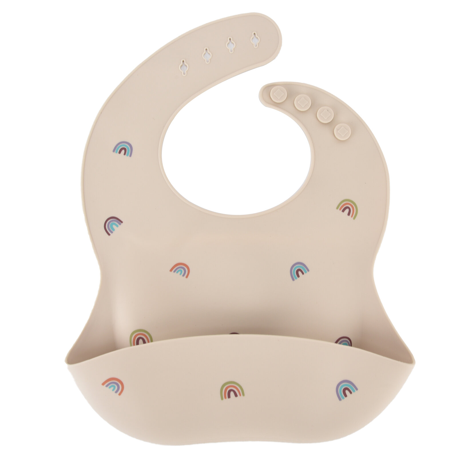 Unisex Silicone Toddler Bibs Baby Bibs Adjustable Food Catcher for 1‑3 Years Old BabyRainbow