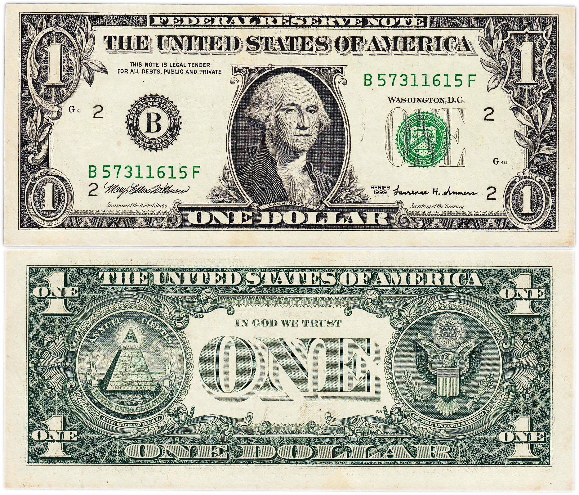 США 1 доллар 1999 B-Нью Йорк