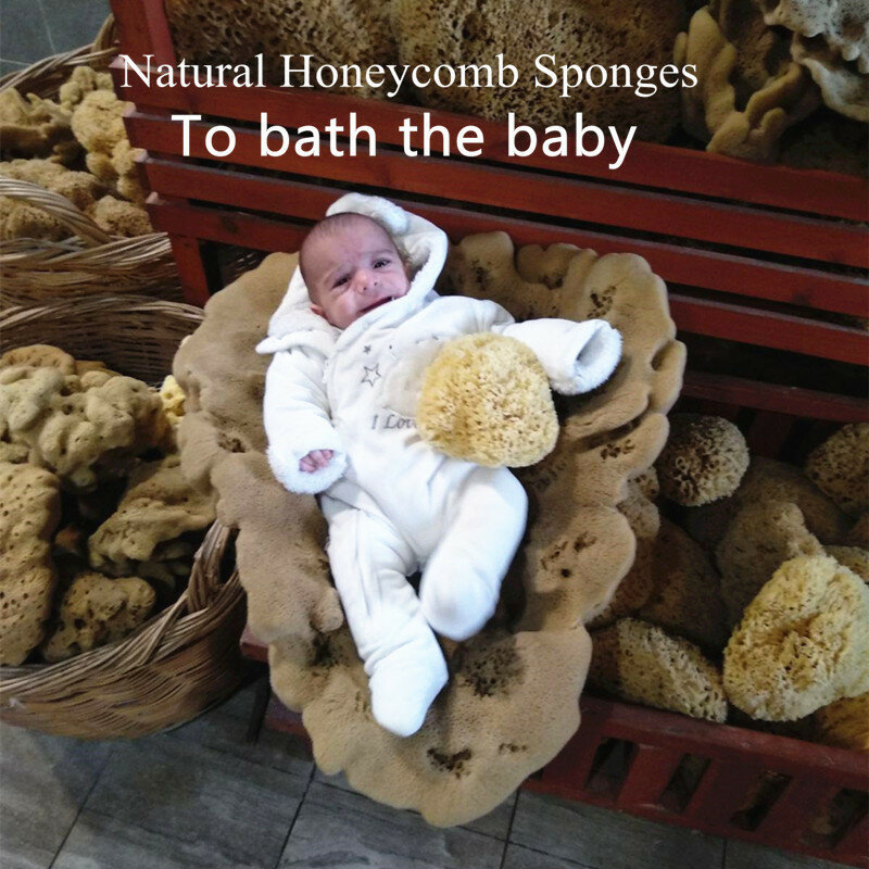Греческая натуральная губка для купания детей, детская губка для ванны, артефакт для мытья лица, губка из морских водорослей с медовой структурой