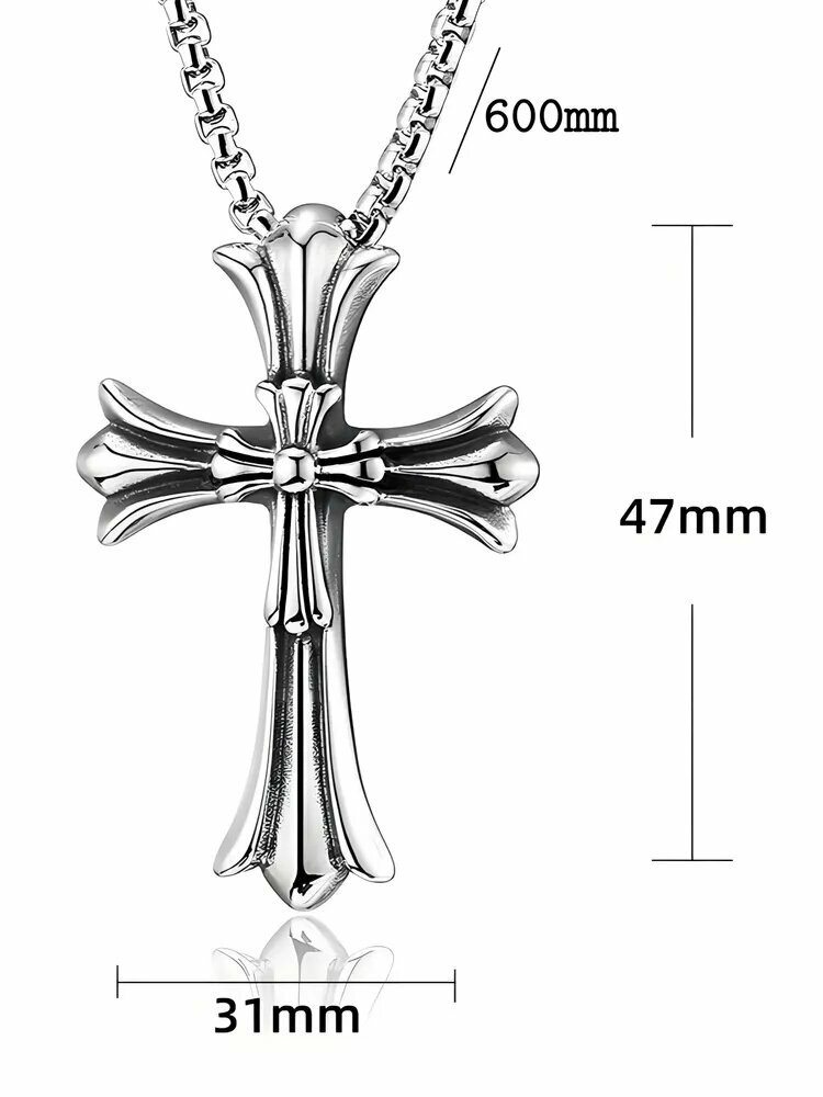 Мужской декоративный кулон: большая крестообразная цепочка, цвет стали, подарок для мужчин.