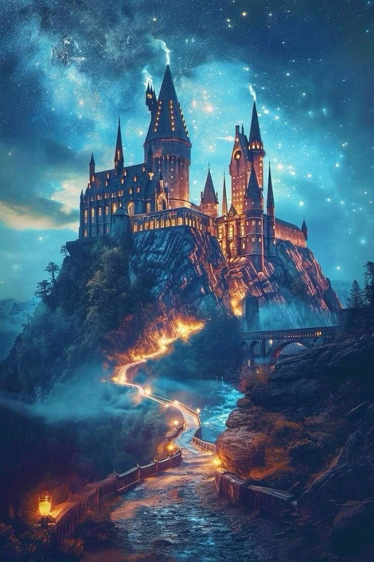 Алмазная живопись"Замок Гарри Поттера", 5D, круглая, 40x50 см. Производитель: Brose Art.