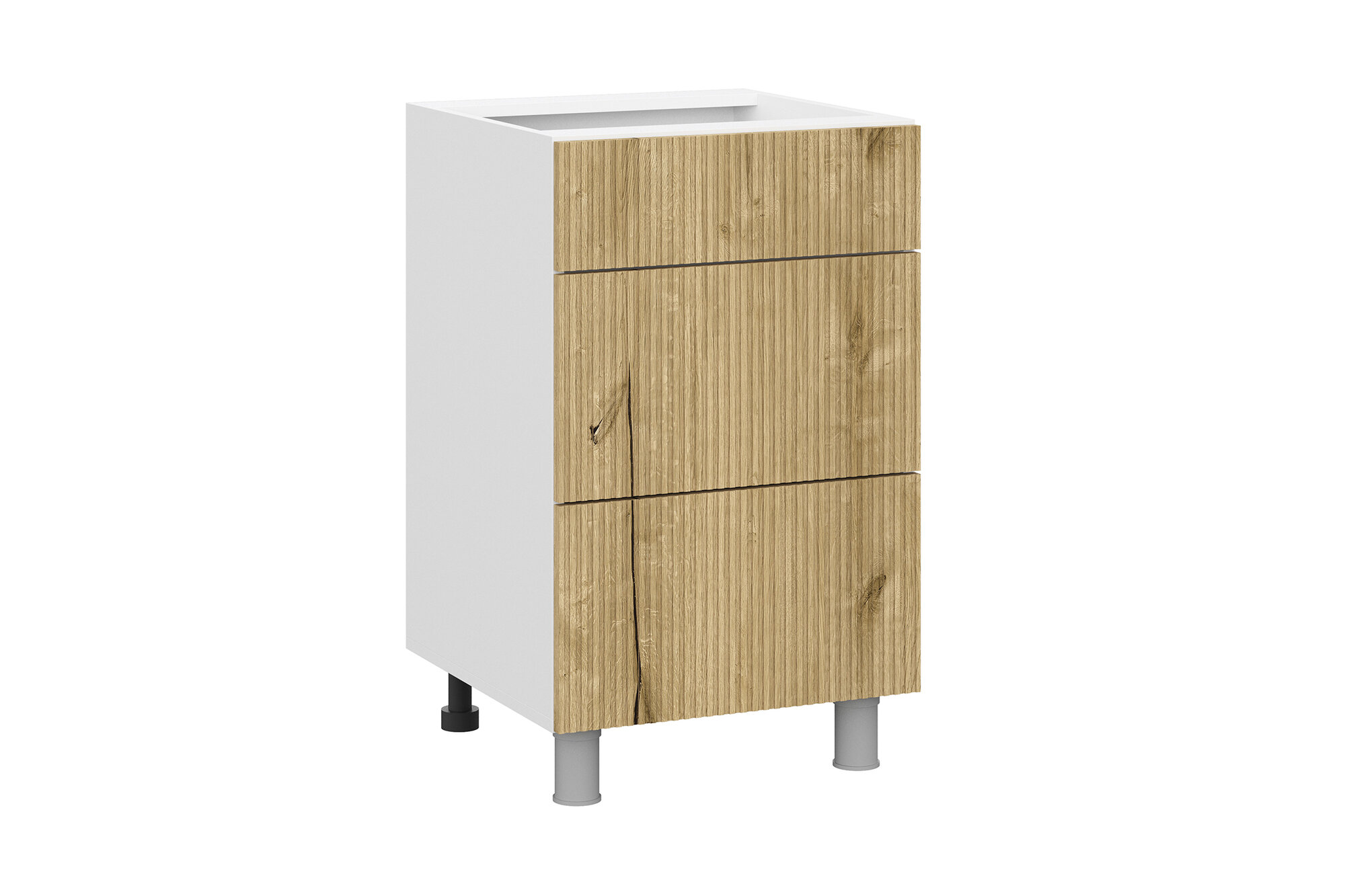 Шкаф нижний с ящиками Нонтон Ритея, 60х50х82 см, белый / сердце дуба