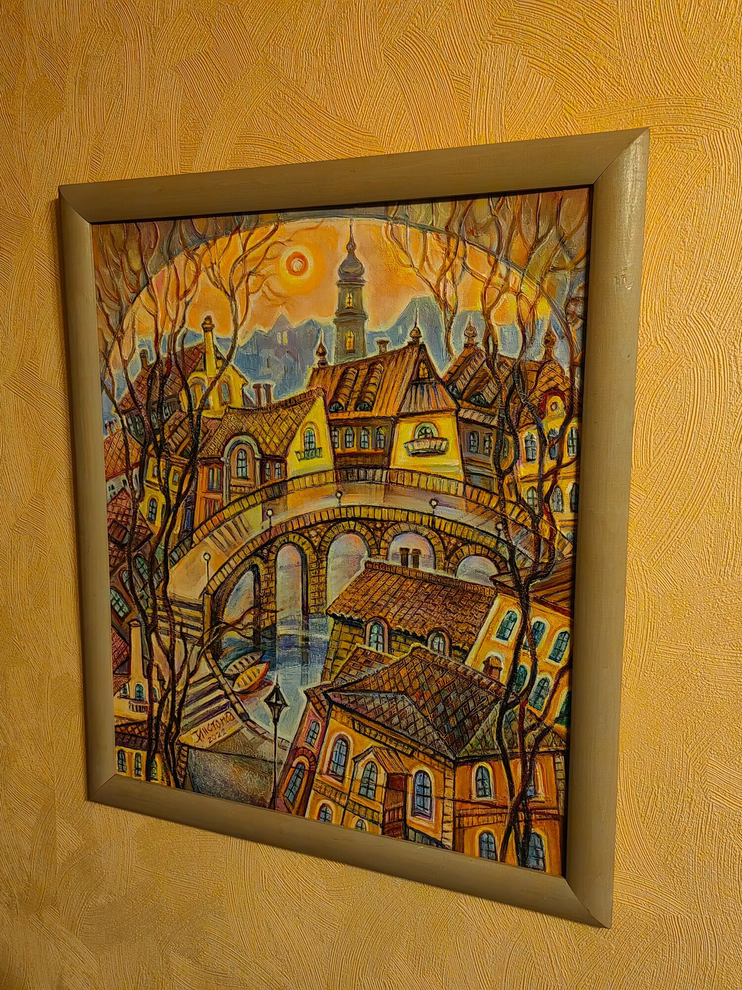 Картина маслом "Венецианский дворик", 50 см х 60 см, холст, рама