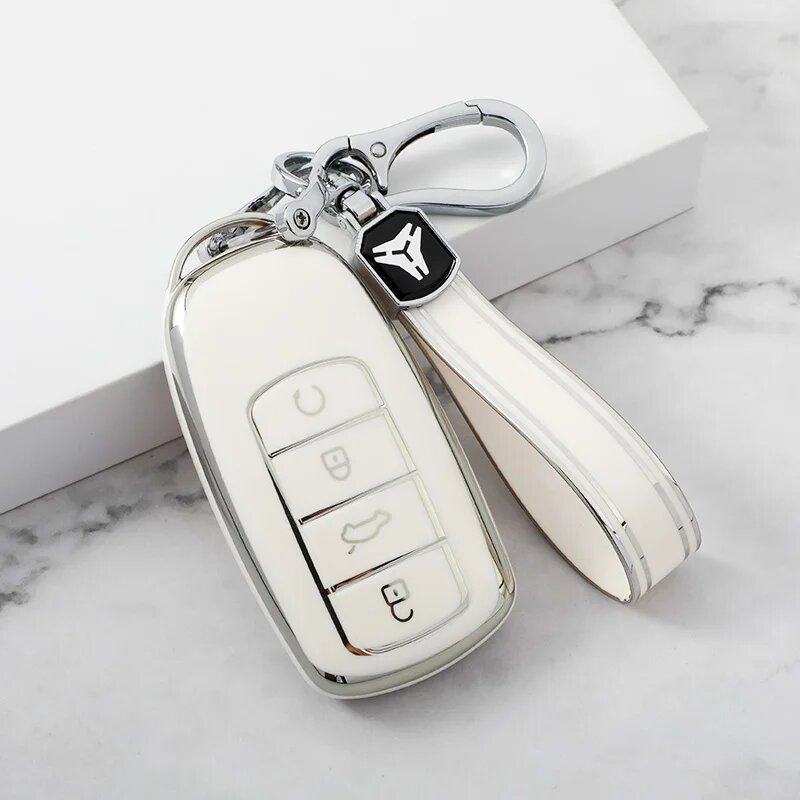 Чехол для ключей Chery Tiggo 8 Pro, красный с цепочкой