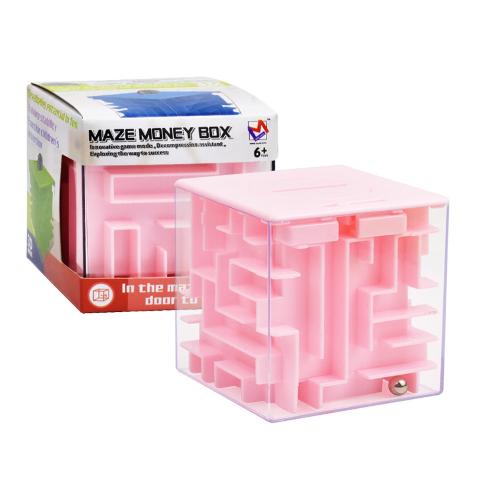 Money maze puzzle box, 2 units, gift, challenging money maze, brain puzzles, kids, adults, piggy bank, internal storage space 1.8 x 1.8 x 2.4 inches, lock hole diameter 1.7 inches, educational gift, spatial reasoning, fine motor skills, focus,