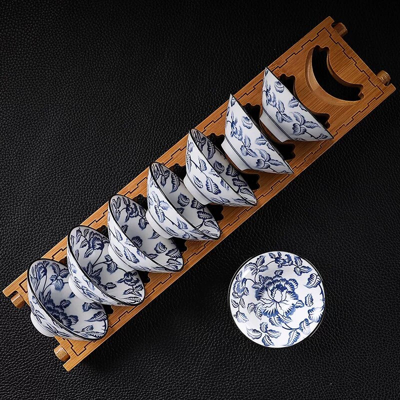 Ретро набор чайных чашек с подставкой в виде четырехногой ножки, 8 шт, вместимость до 200 мл