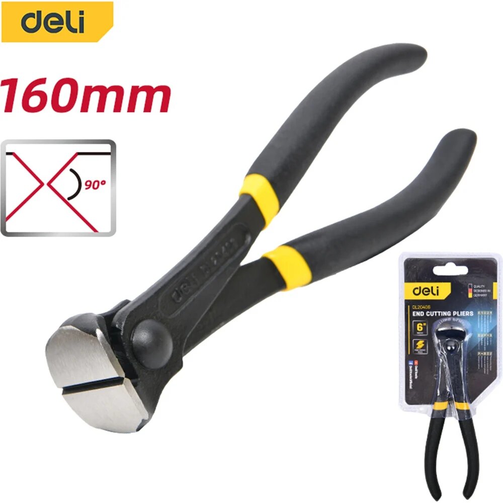 Кусачки торцовые DELI DL20406 160мм, обливная противоскользящая рукоять 209041