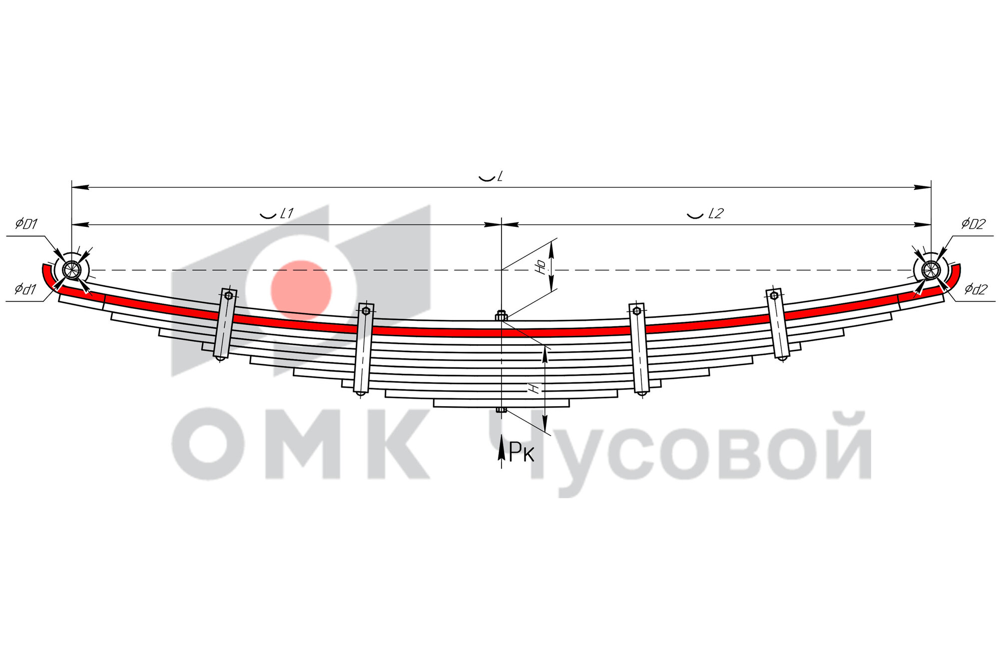 Лист №2 Рессора передняя для Sitrak C7H, Howo T5G 11 листов