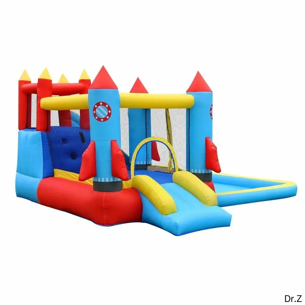 Детский аквапарк, надувной игровой центр, батут с горкой, со скалодромом, 350X330X200 см