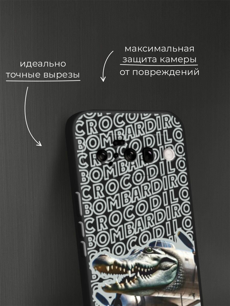 Черный матовый чехол на Google Pixel 10 / Гугл Пиксель 10 с принтом Бомбардиро крокодило 2 — фото 1