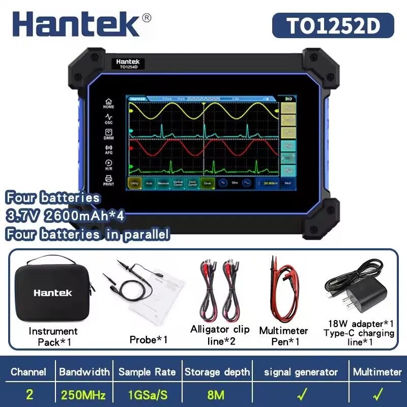 Hantek TO1252D Двухканальный Полоса пропускания 250MHz Частота дискретизации 1 GSa/s