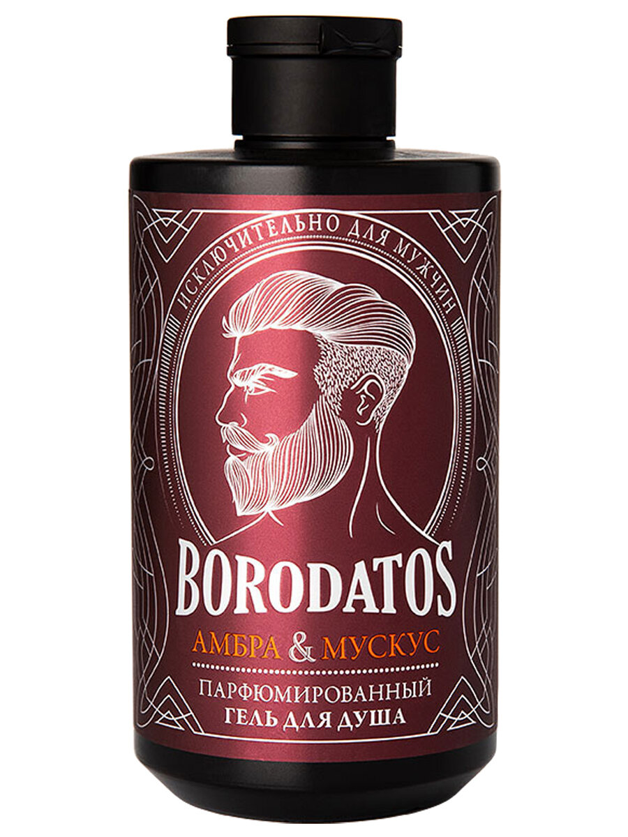Гель для душа мужской Borodatos Парфюмированный Амбра и мускус 400мл
