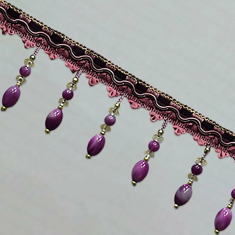 Бахрома для рукоделия с бисером, Тесьма для штор декоративная, кисточки макраме для шитья,1 м