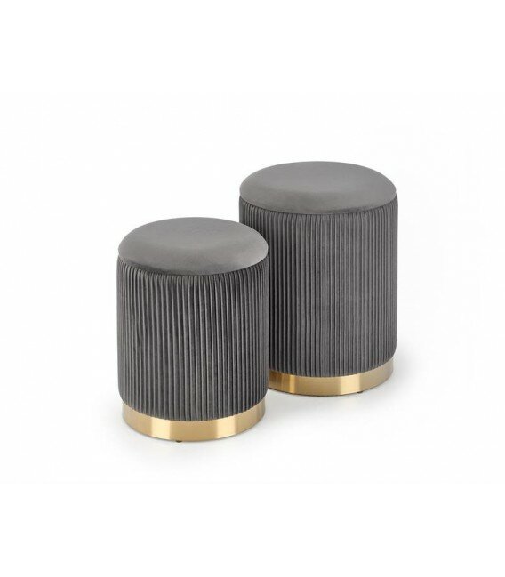 Комплект Halmar MONTY (2 пуфа) серый/золотой