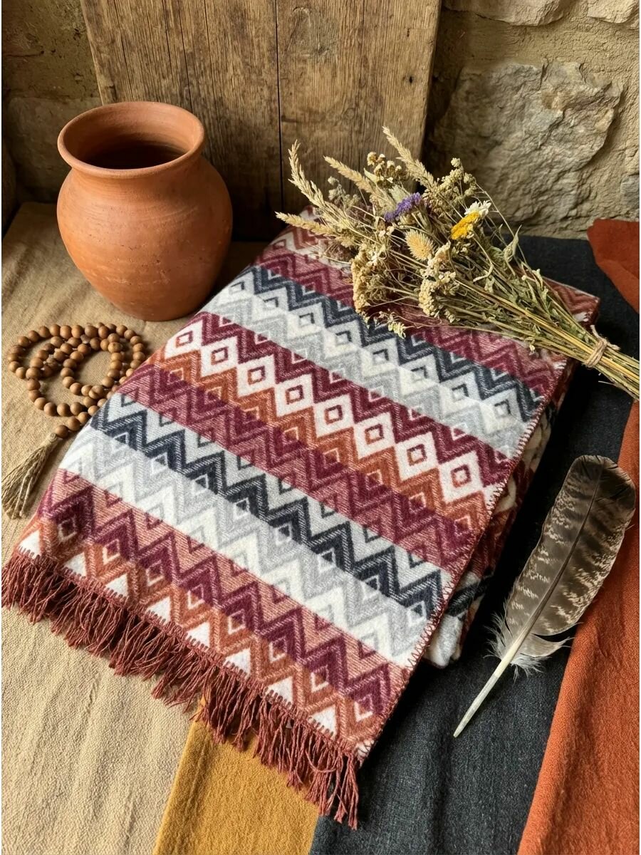 Плед Natali's Carpets 180х220 с хлопком мягкий теплый Турция