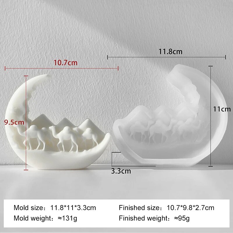Силиконовая форма для свечей «Луна и верблюд» для рукоделия, изготовления ароматических гипсовых и полимерных изделий, декор для Рамадана, материалы для изготовления свечей