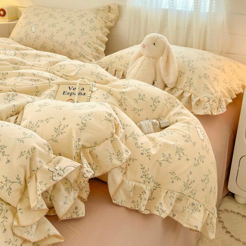 Комплект постельного белья "Princess Style", Трикотажный хлопок, цветочный принт, 4 предмета 180*220cm