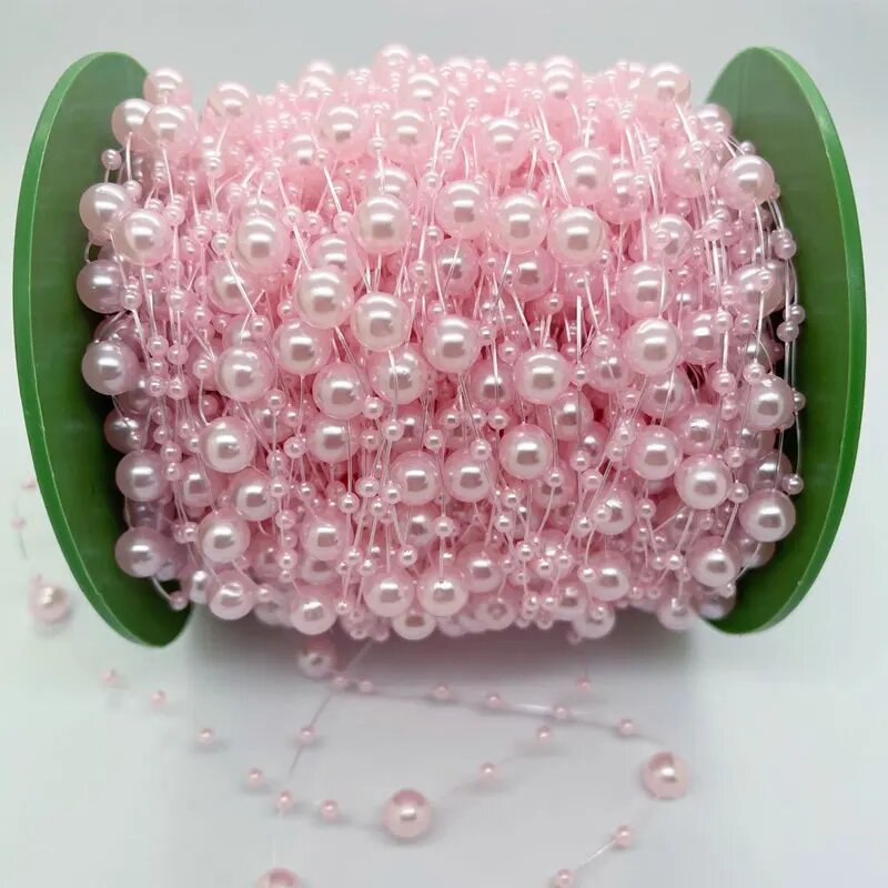 Леска из искусственного жемчуга, розовый, 10 ярдов, 3-8 мм