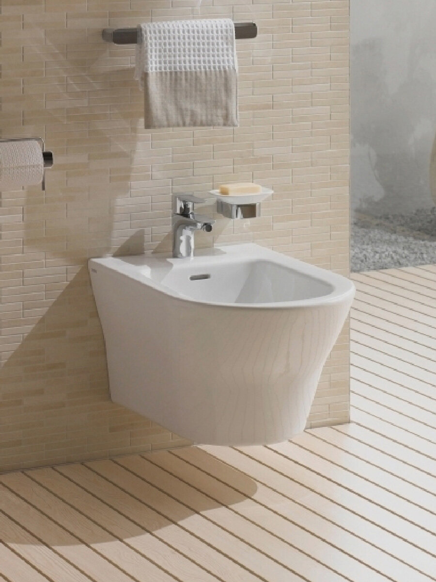 Биде подвесное, безободковое TOTO MH BW10045G1, с отверстием смесителя, белое