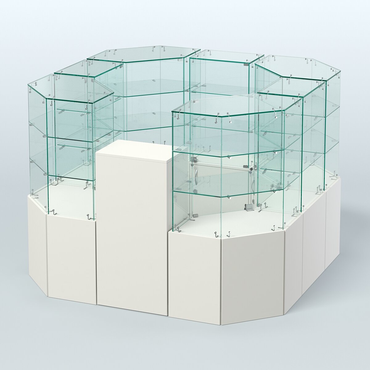 Стеклянный островок-павильон серии кольцо квадратный №5, Белый
