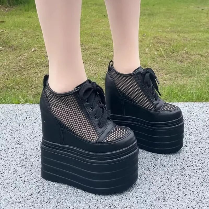 Черные кроссовки на платформе 14CM, размер 39