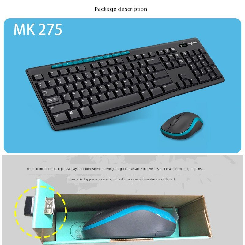 Беспроводной комплект клавиатуры и мыши Logitech MK275 для офисной работы, домашнего использования, настольных