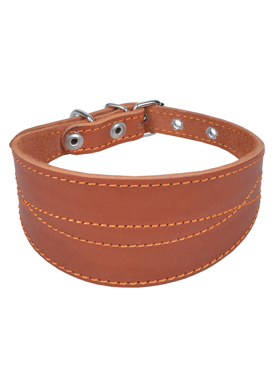 Ошейник-селедка коричневый кожаный на борзую, гончую, ширина - 50 мм. длина - 37 см.