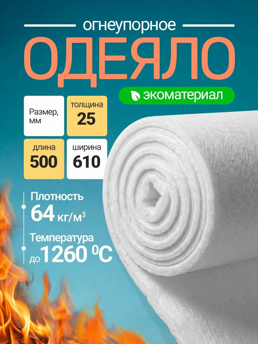 Каолиновая вата 0,5 м для печи, бани, огнеупорное одеяло для дымохода