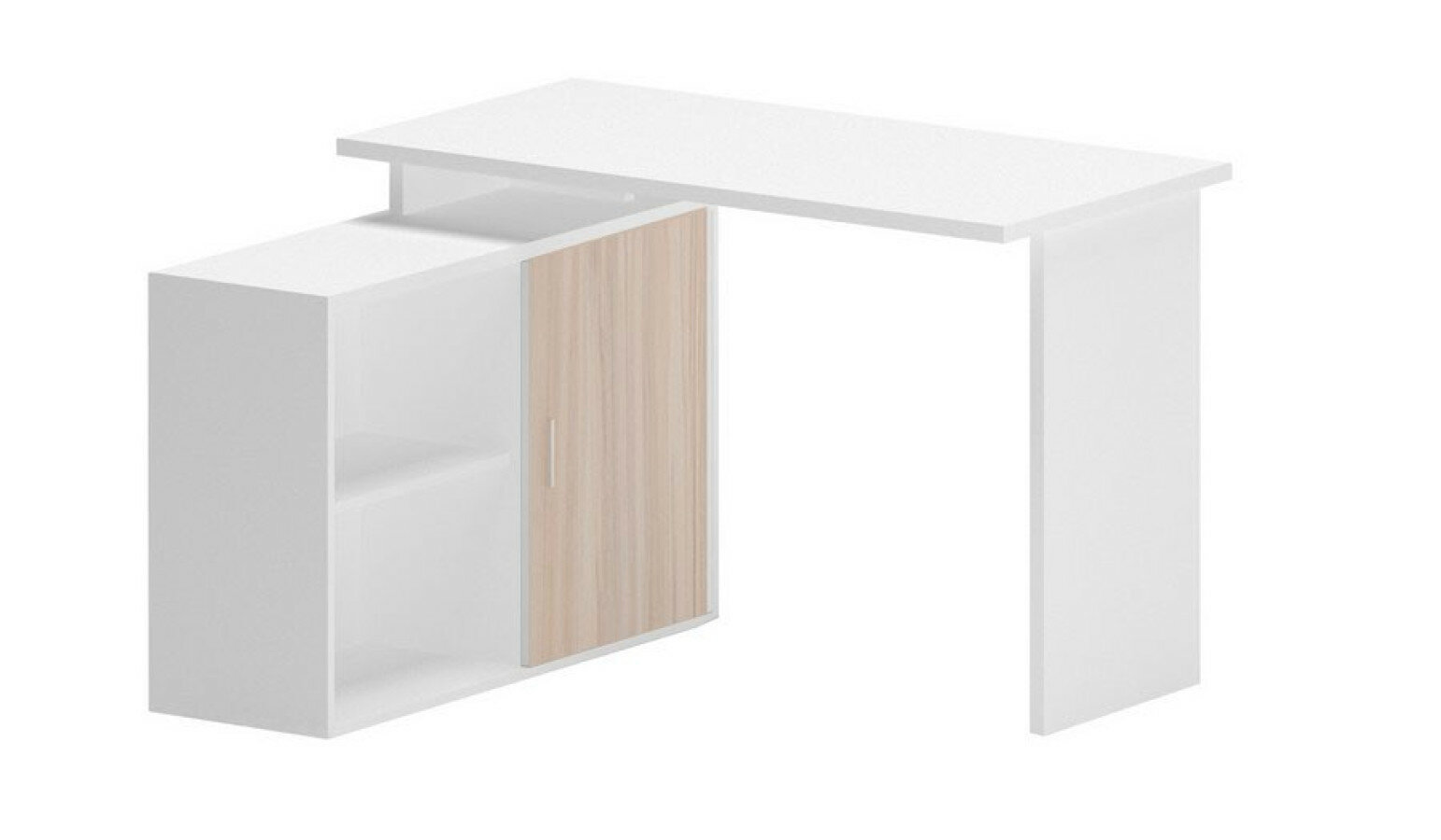 Стол компьютерный Мэрдэс СКЛ-Прям120+ТБЛ-2, белый/карамель, с полками, 120х96х77 см