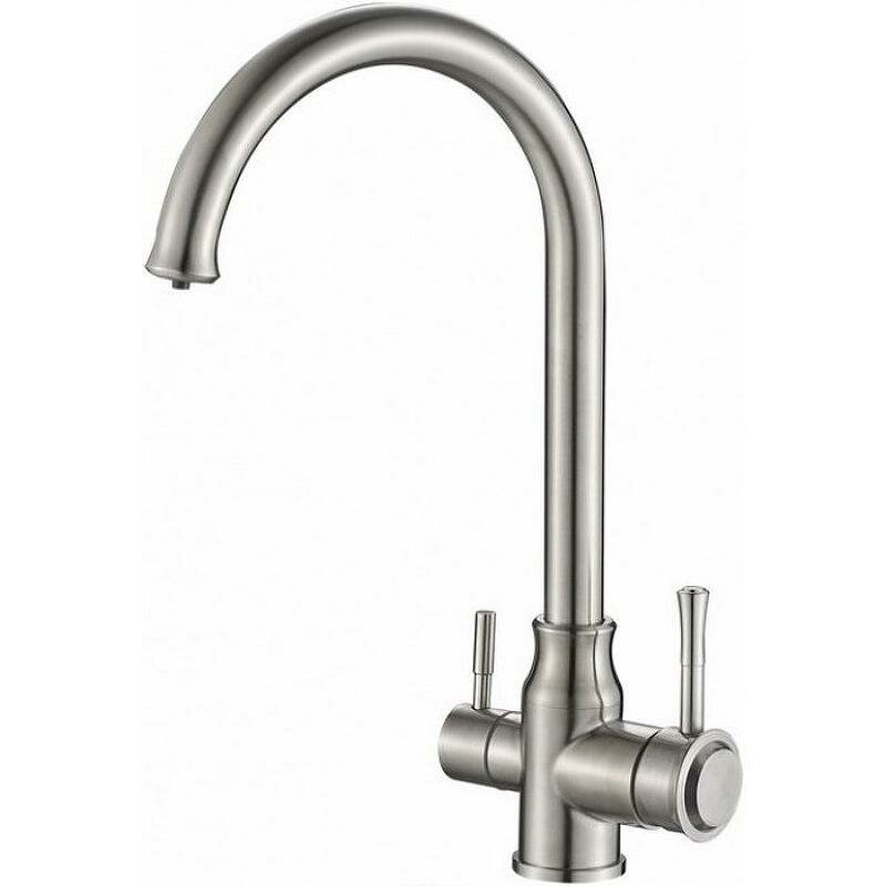 Смеситель для кухни ZorG Steel Hammer SH763INOX сталь, с краном для питьевой воды, рычажный, нержавеющая сталь