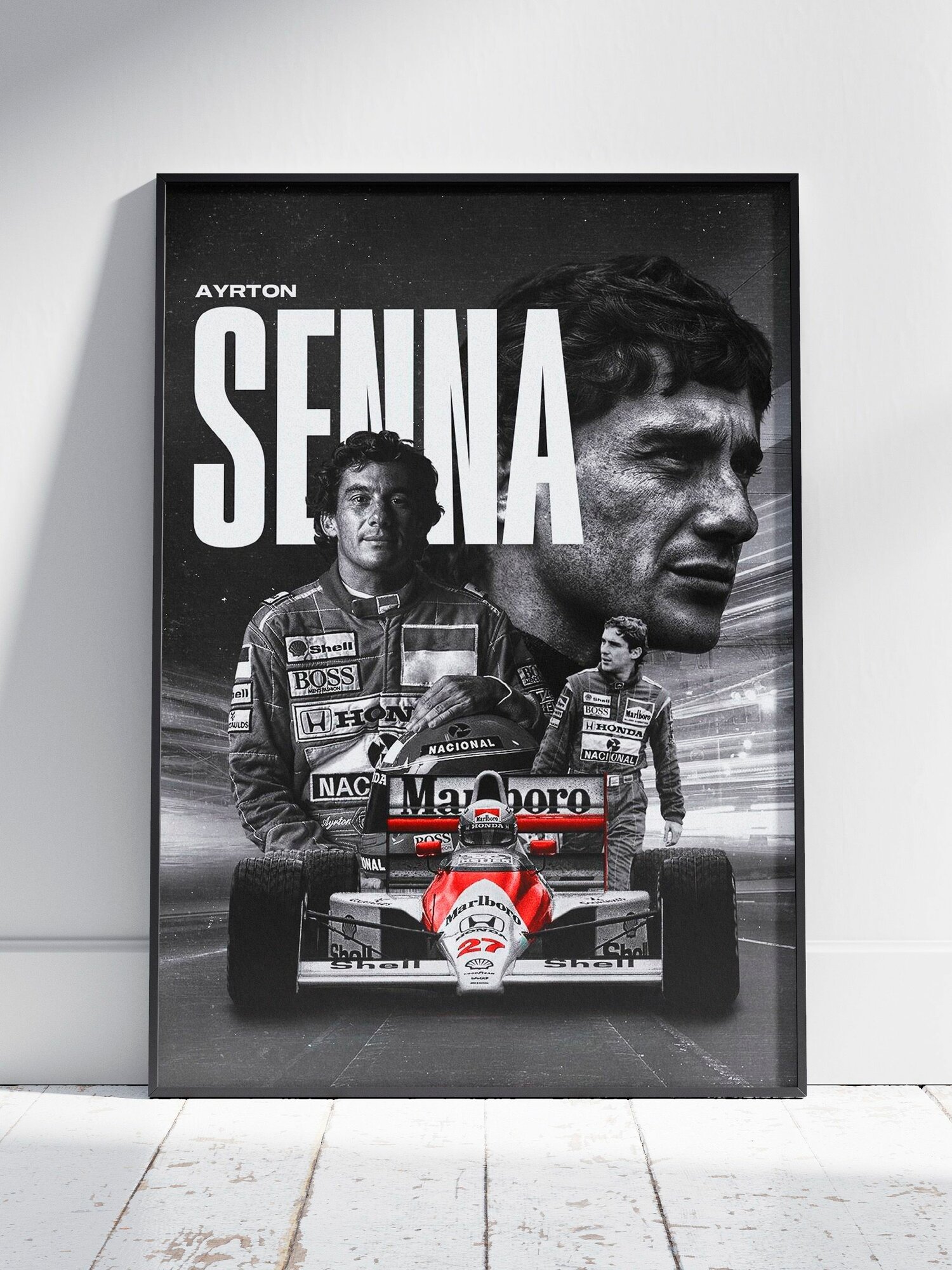 Плакат на стену для интерьера Пилоты Формулы 1 (Айртон Сенна - Ayrton Senna 9) - Постер по спорту и физической активности формата A3 (30x42 см)